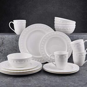 Mikasa Eden Chip Resistant 16-Piece Dinnerware Set, Service For 4, White