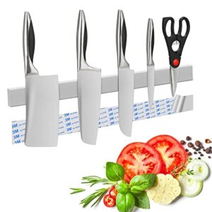 16 inch magnetic knife strip for wall stainless steel magnetic knife bar rack magnet kitchen knife holder utensil tools organizer self-adhesive and drilling dual-use wall hanging knife protection