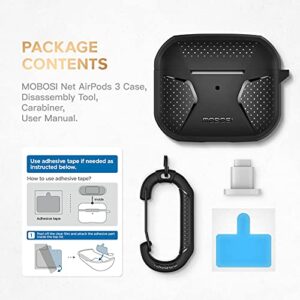 MOBOSI for AirPods 3rd Generation Case, Cool AirPods 3 Case with Keychain Silicone Shockproof Anti-Slip Protective Cover for Men Women, Rugged AirPod Case for 3 Generation (2021), Black