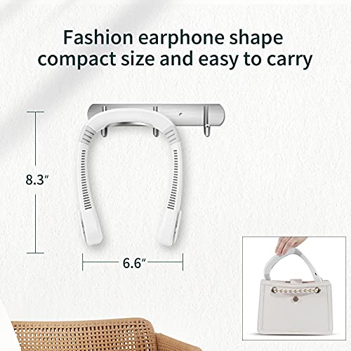 Dafansu Portable Neck Fan, Small Rechargeable Bladeless Personal Fan, Wearable air conditioner, 3000mAh Battery, With Strong Wind, and Low Noise, Headphone Design, 3 Speeds Adjustable (White)