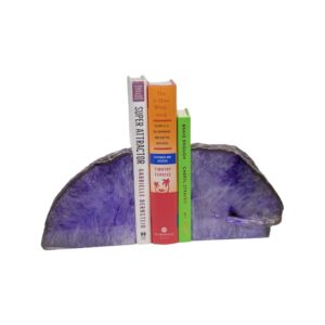 Artisansmx Natural Agate Home Decor Unique Brazilian Stone Bookends Pair Purple 6-8 Lbs.