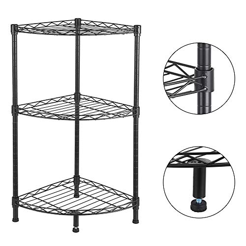 Tesmula 3 Tier Corner Wire Shelf for Kitchen, Bathroom - Holds 200 lbs