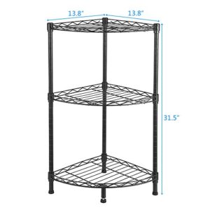 Tesmula 3 Tier Corner Wire Shelf for Kitchen, Bathroom - Holds 200 lbs