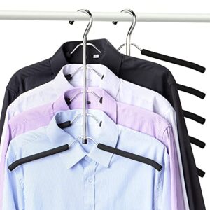 hangers space saving clothes hanger 2 packs swing arm non slip padded coat hanger 5 layers heavy duty stainless steel sweater shirt hanger closet storage organizer