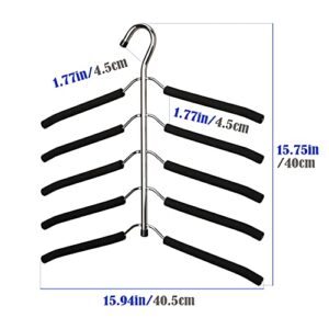 Hangers Space Saving Clothes Hanger 2 Packs Swing Arm Non Slip Padded Coat Hanger 5 Layers Heavy Duty Stainless Steel Sweater Shirt Hanger Closet Storage Organizer