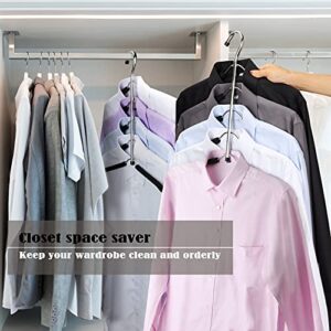 Hangers Space Saving Clothes Hanger 2 Packs Swing Arm Non Slip Padded Coat Hanger 5 Layers Heavy Duty Stainless Steel Sweater Shirt Hanger Closet Storage Organizer