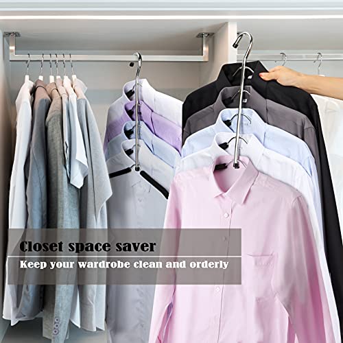 Hangers Space Saving Clothes Hanger 2 Packs Swing Arm Non Slip Padded Coat Hanger 5 Layers Heavy Duty Stainless Steel Sweater Shirt Hanger Closet Storage Organizer