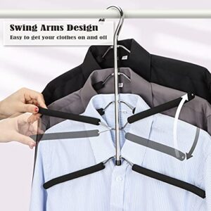 Hangers Space Saving Clothes Hanger 2 Packs Swing Arm Non Slip Padded Coat Hanger 5 Layers Heavy Duty Stainless Steel Sweater Shirt Hanger Closet Storage Organizer