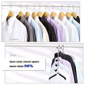 Hangers Space Saving Clothes Hanger 2 Packs Swing Arm Non Slip Padded Coat Hanger 5 Layers Heavy Duty Stainless Steel Sweater Shirt Hanger Closet Storage Organizer