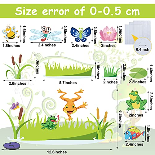 34 Pieces Funky Frogs Bulletin Board Set Frog Cattails Dragonflies Lily Pads Butterfly Bee Fish Bird Accent Bulletin Board Cut-Outs Summertime Bulletin Board Cutouts Classroom Theme Decoration