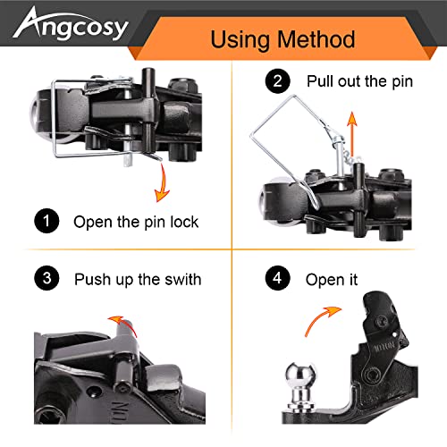 ANGCOSY 10-Ton Pintle Hook Trailer Hitches Receiver Hook Combination 2-5/16” Hitch Ball, 20000 lbs, 15-1/2” Length