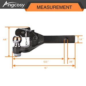 ANGCOSY 10-Ton Pintle Hook Trailer Hitches Receiver Hook Combination 2-5/16” Hitch Ball, 20000 lbs, 15-1/2” Length