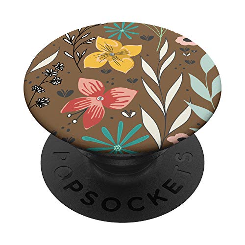 Coyote Light Brown Pastel Floral Flower Design PopSockets Swappable PopGrip