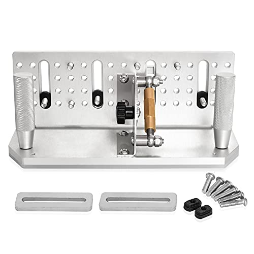 OneChoi Belt Grinder Knife Jig, 9-3/4’’ Long Sharpening Locator Adjustable Angle -5°~ 25°, Belt Knife Sharpener Jig with Dual Press Plates,Knife Making Angle Grind Guide for Belt Sander Machine