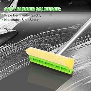 Wontolf 62'' Car Wash Brush with Long Handle Chenille Microfiber Car Wash Mop Mitt Car Washing Brush Cleaning Kit Windshield Window Squeegee Car Duster Microfiber Towels for Cars RV Truck Boat 9PCS