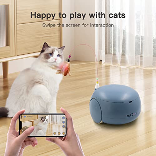 Pet Camera Robot, Cat Dog Treat Dispenser, Pumpkii Home Robot with App Remote Control, 2 Way Audio, 1080P HD Mobile Camera with Night Vision, Interactive Replaceable Cat Teaser