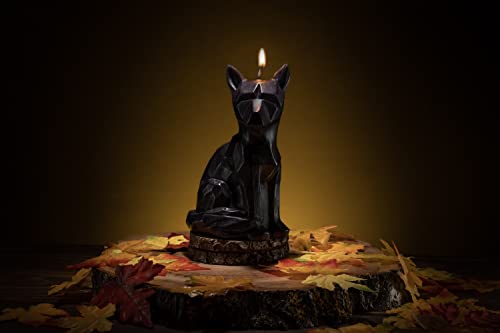 Geometric Fox Candle - Spooky Unique Gift for Animal Lovers - Goth, Gothic Skeleton Candle 7" H - Burns for 5.5 Hours - Animal Candles, Animal Party Gifts, Birthday Gifts