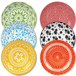 ceramic pasta bowls set of 6, vivimee 30 oz large salad bowl, 8.2 inch wide and shallow serving plates bowls, colorful bowls for kitchen, soup bowls for pasta, salad, soup, microwave & dishwasher safe