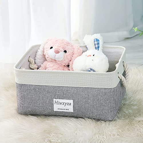 Hiwxyza Large Fabric Storage BoxesToy Baskets, Decorative Baskets with Handles, Collapsible Baskets for Organizing, Storage Baskets for Shelves, Toys, Clothes, Office (Grey/ White, 3 Pack)