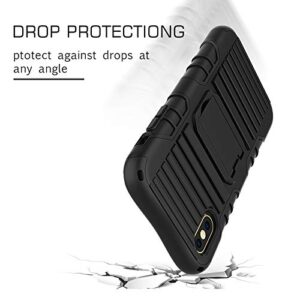 E-Tree Crossbody Lanyard Case for iPhone Xs Max (6.5 inch) with Kickstand Stand, Shockproof Dual Layered (Hard PC with Soft TPU), Anti-Lost Necklace Strap for Kids Elderly Outdoors, etc Black