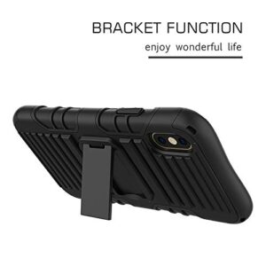 E-Tree Crossbody Lanyard Case for iPhone Xs Max (6.5 inch) with Kickstand Stand, Shockproof Dual Layered (Hard PC with Soft TPU), Anti-Lost Necklace Strap for Kids Elderly Outdoors, etc Black