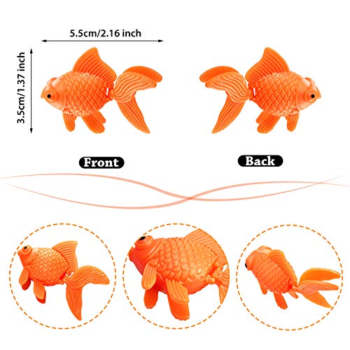 Sumind Artificial Aquarium Fishes Plastic Fish Realistic Artificial Moving Floating Orange Goldfish Fake Fish Ornament Decorations for Aquarium Fish Tank (30 Pieces)