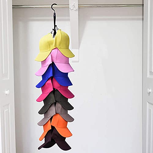 Peohud 2 Pack Closet Hanging Hat Organizer Rack, 16 Hooks Hat Storage Hangers for Baseball Caps, Ball Hats, Golf Caps, Beanies Hats, Sports Caps, Closet Hook Cap Holder