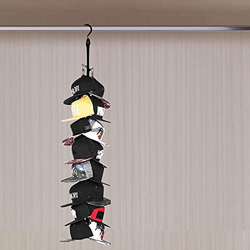 Peohud 2 Pack Closet Hanging Hat Organizer Rack, 16 Hooks Hat Storage Hangers for Baseball Caps, Ball Hats, Golf Caps, Beanies Hats, Sports Caps, Closet Hook Cap Holder