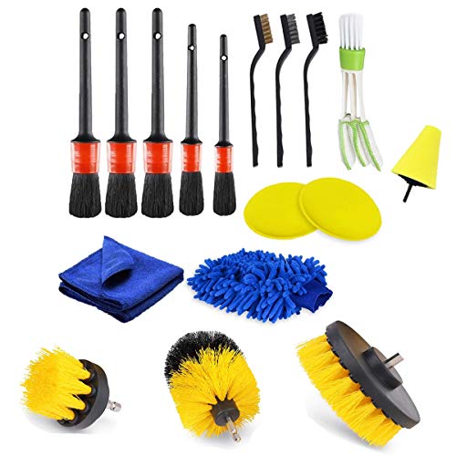 17 Pcs Car Interior Detailing Brush Set Wheel Brush Kit for Cleaning Weels, Interior, Leather, Air Vents, Emblems