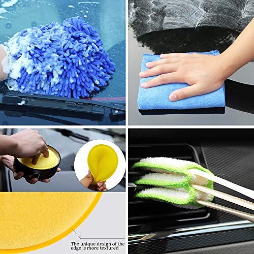 17 Pcs Car Interior Detailing Brush Set Wheel Brush Kit for Cleaning Weels, Interior, Leather, Air Vents, Emblems