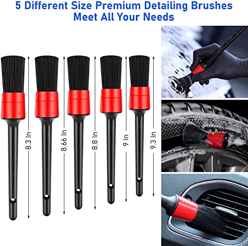 17 Pcs Car Interior Detailing Brush Set Wheel Brush Kit for Cleaning Weels, Interior, Leather, Air Vents, Emblems