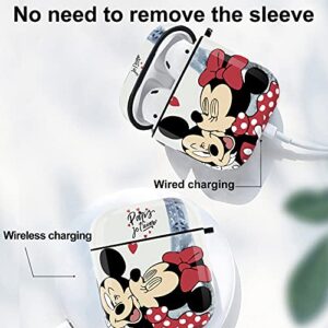 Airpods Case Designed for Apple AirPods 2 & 1,Full Protective Case Cover with Keychain and Lanyard,Shockproof Anti Case for Airpods Charging Case (Mickey and Minnie)