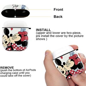 Airpods Case Designed for Apple AirPods 2 & 1,Full Protective Case Cover with Keychain and Lanyard,Shockproof Anti Case for Airpods Charging Case (Mickey and Minnie)