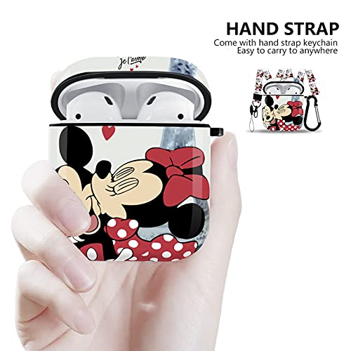 Airpods Case Designed for Apple AirPods 2 & 1,Full Protective Case Cover with Keychain and Lanyard,Shockproof Anti Case for Airpods Charging Case (Mickey and Minnie)