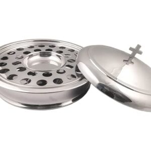 Communion Ware Holy Serving Tray Including Center Bread Plate with A Cover - Stainless Steel (Silver/Mirror)