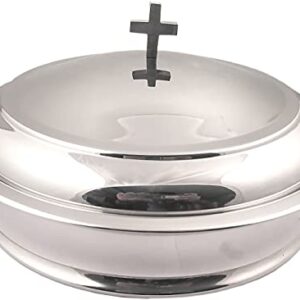 Communion Ware Holy Serving Tray Including Center Bread Plate with A Cover - Stainless Steel (Silver/Mirror)