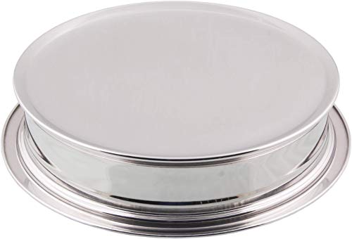 Communion Ware Holy Serving Tray Including Center Bread Plate with A Cover - Stainless Steel (Silver/Mirror)