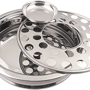 Communion Ware Holy Serving Tray Including Center Bread Plate with A Cover - Stainless Steel (Silver/Mirror)