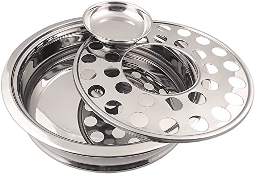 Communion Ware Holy Serving Tray Including Center Bread Plate with A Cover - Stainless Steel (Silver/Mirror)