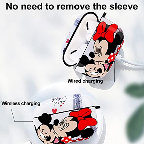 Airpods Pro Case Designed for Apple AirPods Pro,Full Protective Case Cover with Keychain and Lanyard,Shockproof Anti Case for Airpods Pro Charging Case (Mickey and Minnie)