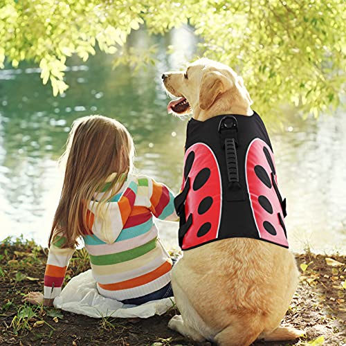 ASENKU Dog Life Jacket Pet Safety Vest Ripstop Flotation Pet Swimsuit Preserver with High Buoyancy and Durable Rescue Handle for Small, Medium, Large Dogs （Red, L