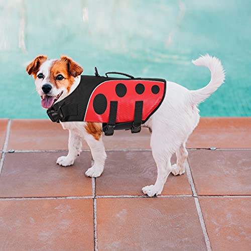 ASENKU Dog Life Jacket Pet Safety Vest Ripstop Flotation Pet Swimsuit Preserver with High Buoyancy and Durable Rescue Handle for Small, Medium, Large Dogs （Red, L