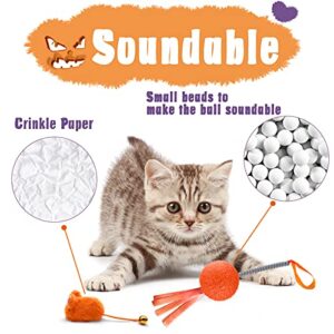 Lepawit 7Pcs Cat Hanging Toys Furry Balls Sound Toy with Ribbon and Elastic Coil Springs Catnip Hanging Cats Teaser Toys Cat Toy Mouse with Bells and Crinkle Paper for Indoor Cat