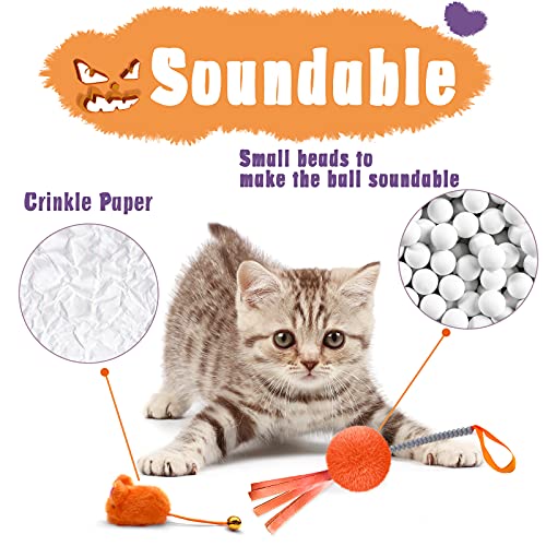 Lepawit 7Pcs Cat Hanging Toys Furry Balls Sound Toy with Ribbon and Elastic Coil Springs Catnip Hanging Cats Teaser Toys Cat Toy Mouse with Bells and Crinkle Paper for Indoor Cat