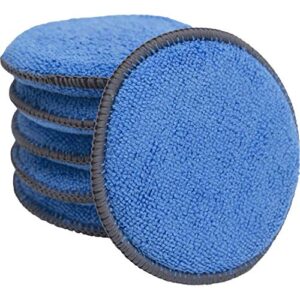 viking microfiber car detailing applicator pads, car wax applicator, 5 inch diameter, 6 pack, blue/grey