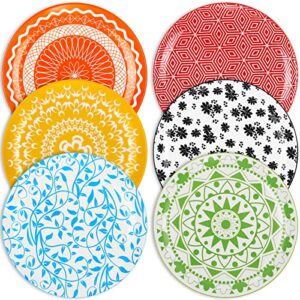 porcelain dinner plates set of 6, vivimee 10.2 inch large dinner dishes set, ceramic salad plates set, colorful serving plates for restaurant, kitchen and family party use, dishwasher & microwave safe