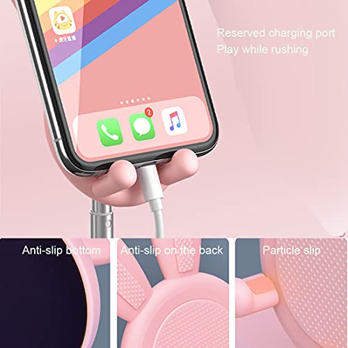 Cute Bunny Phone Holder, Desktop Bunny Ear Cell Phone Holder Stand Height Angle Adjustable Phone Stand Compatible with Most 4-12.9 Inch Mobile Phone, Kindle, iPad, Switch or Tablet (Pink)