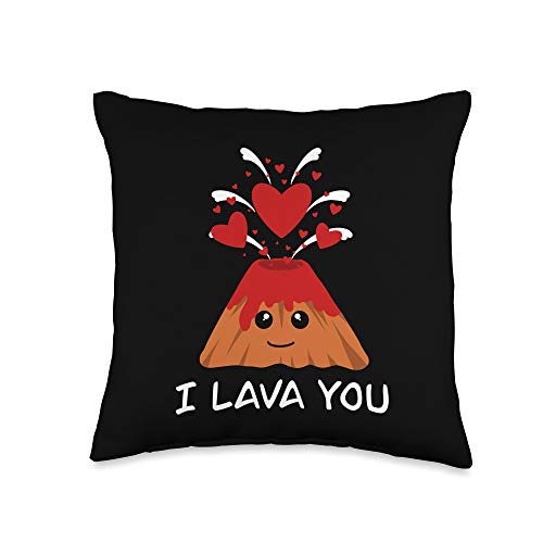 Cute Volcano Lava Lover Couple I lava you Outfit I Lava You Quote I Cute Volcano Lovers Couple Throw Pillow, 16x16, Multicolor