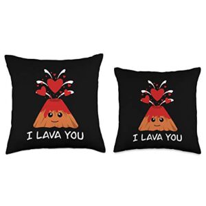 Cute Volcano Lava Lover Couple I lava you Outfit I Lava You Quote I Cute Volcano Lovers Couple Throw Pillow, 16x16, Multicolor