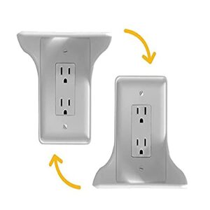 LOUIS FELT 2 Pack Single Wall Outlet Shelf Home Wall Shelf Organizer for Outlets, Perfect for Bathroom Kitchen Bedroom with Cord Management and Easy Installation. (White)